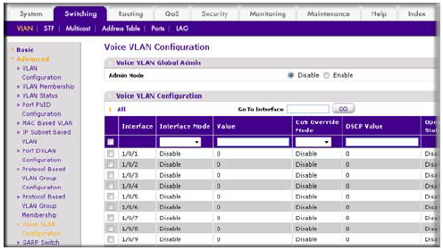 How do I configure voice VLAN and prioritize voice traffic using the web interface on my managed ...